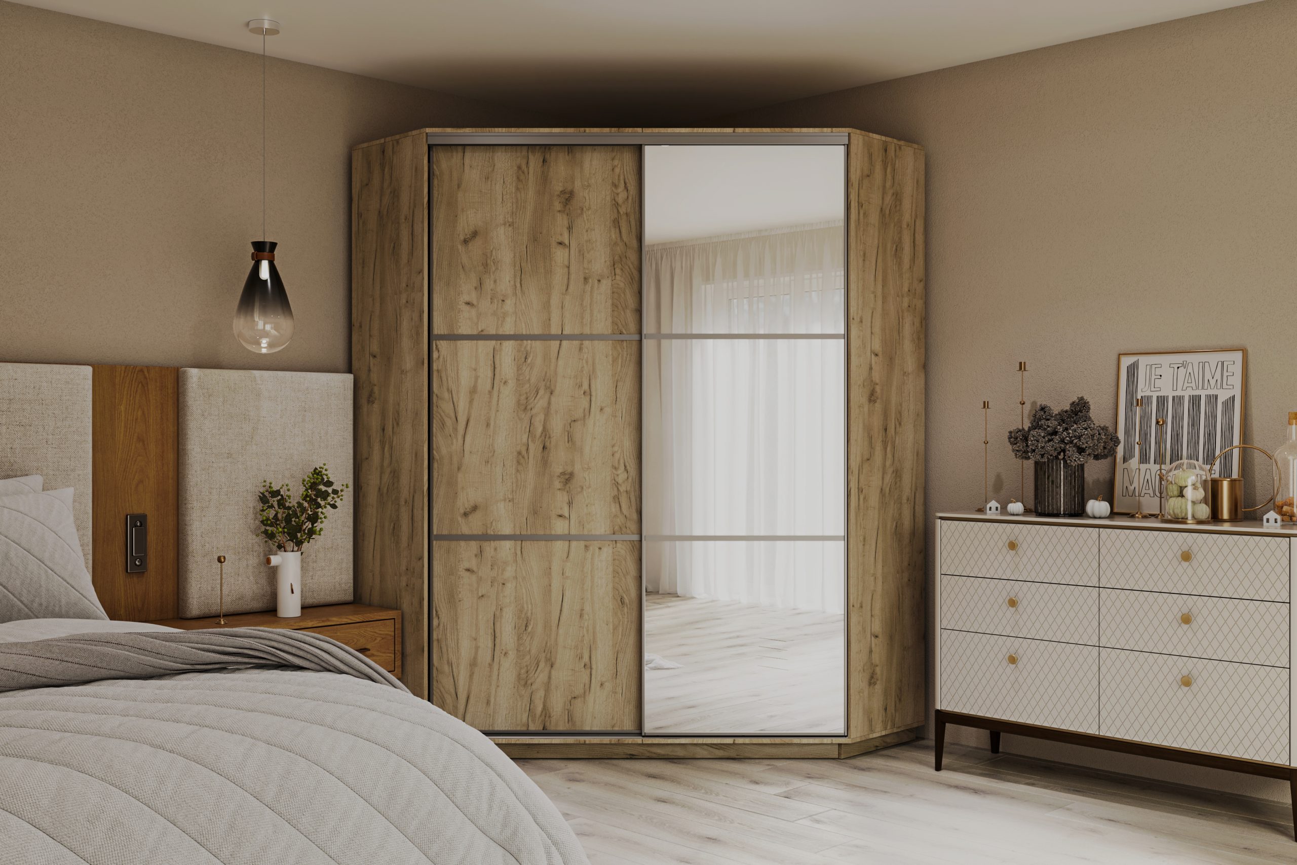 Corner sliding door wardrobe 2200. Меблева фабрика "ГАРАНТ" - GARANT